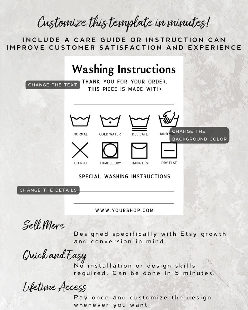 Editable Washing Instruction Template - Laundry Symbol Card, Clothing ...