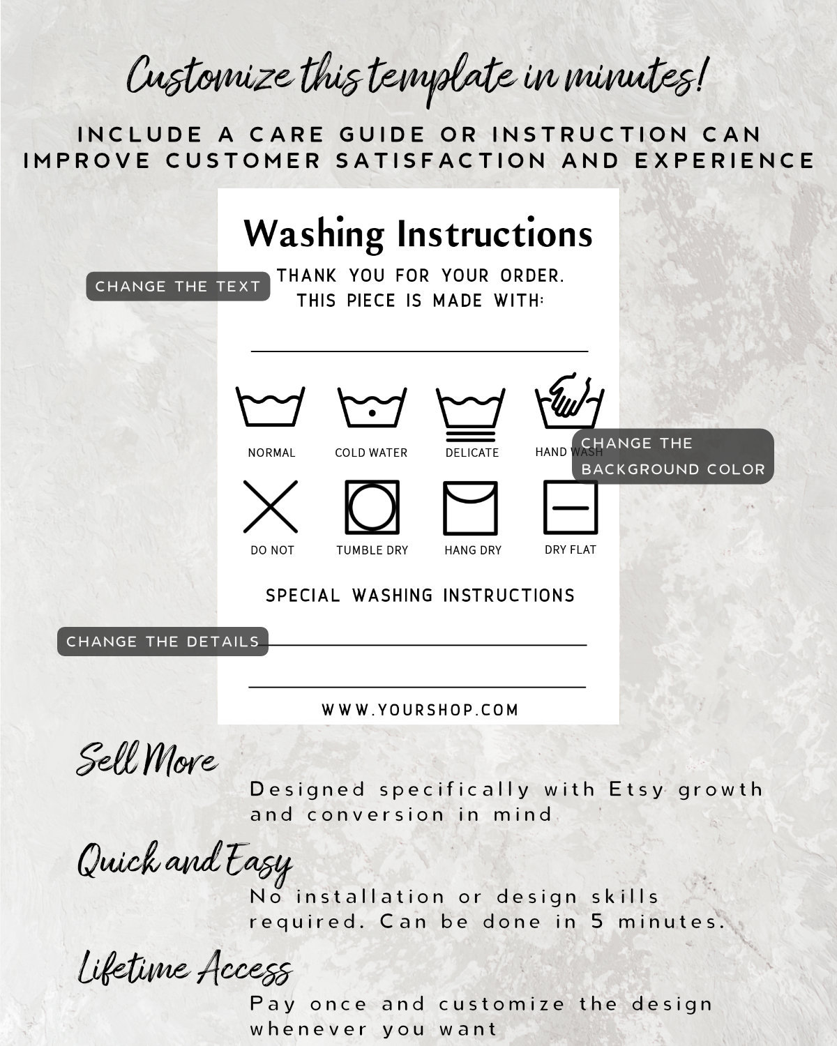Editable Washing Instruction Template - Laundry Symbol Card, Clothing ...