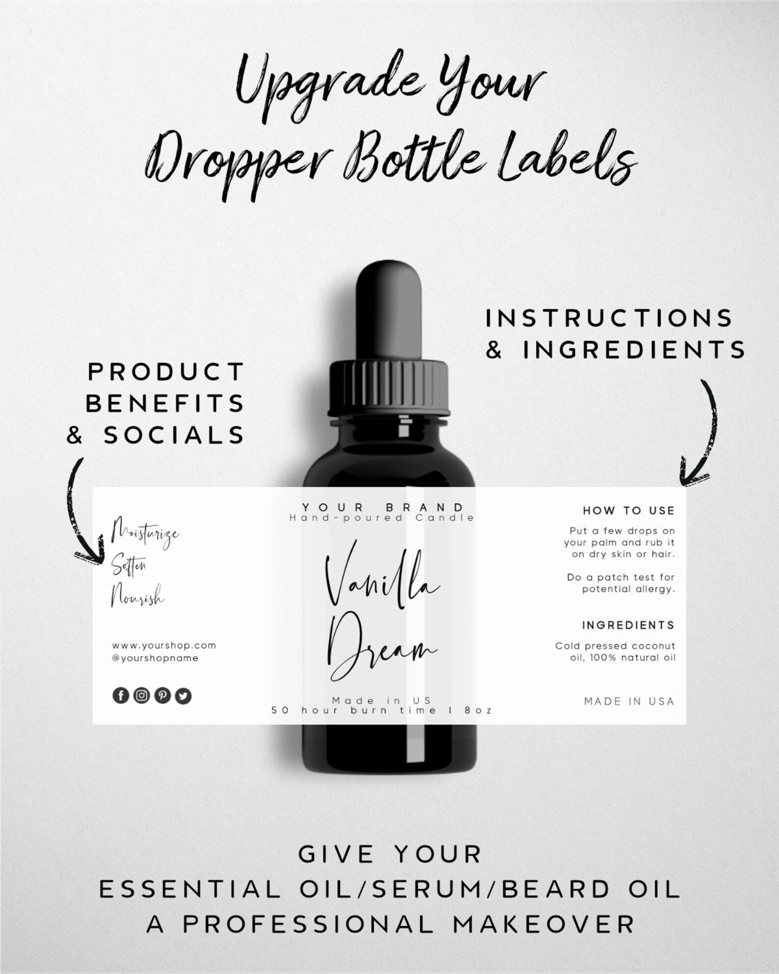 Editable Bottle Label Design DIY Skin Care Label for - Etsy