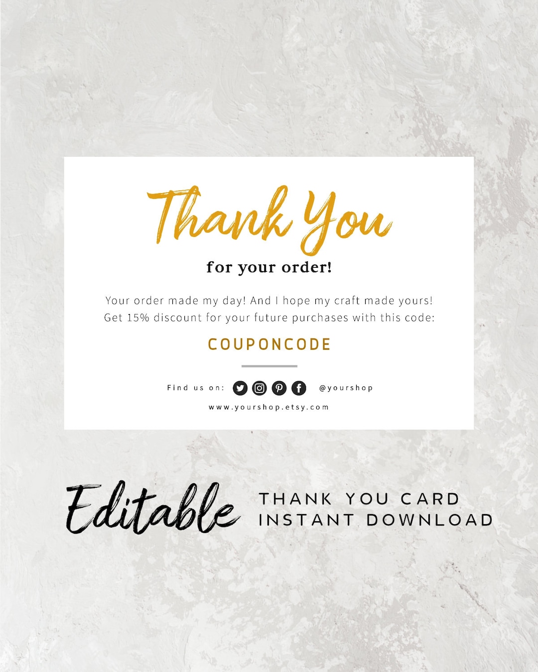 Printable Thank You Card Template - Instant Download Template, Corjl ...
