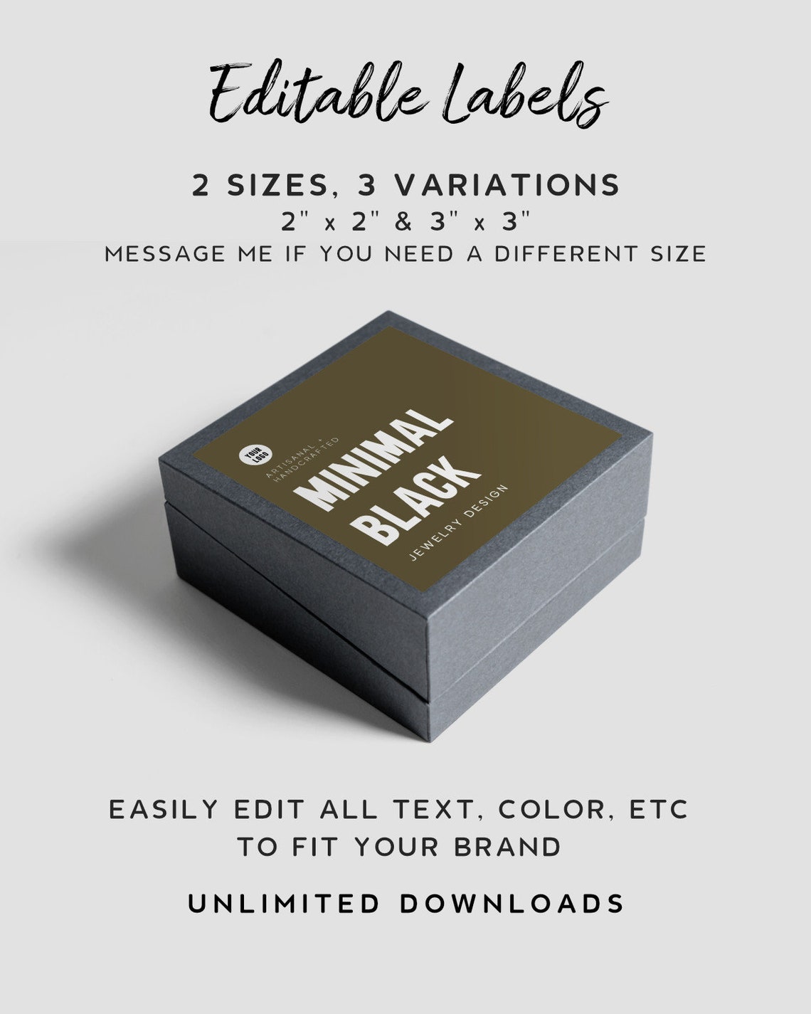Black Jewelry Box Label Template Bold Product Label Design - Etsy
