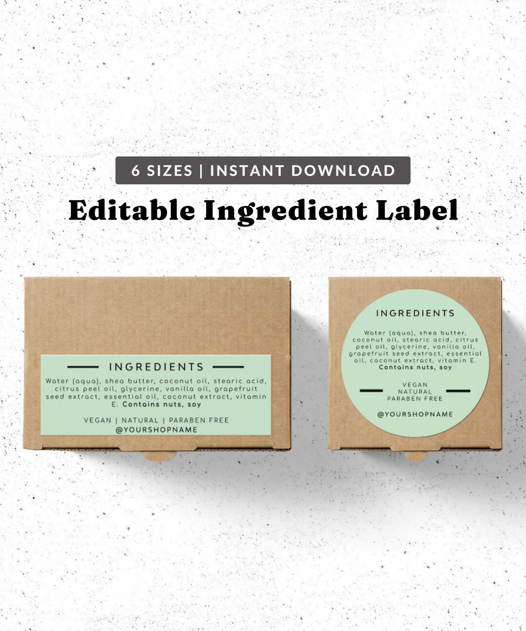 Green Ingredient Label Template - Product Packaging Template, Editable ...