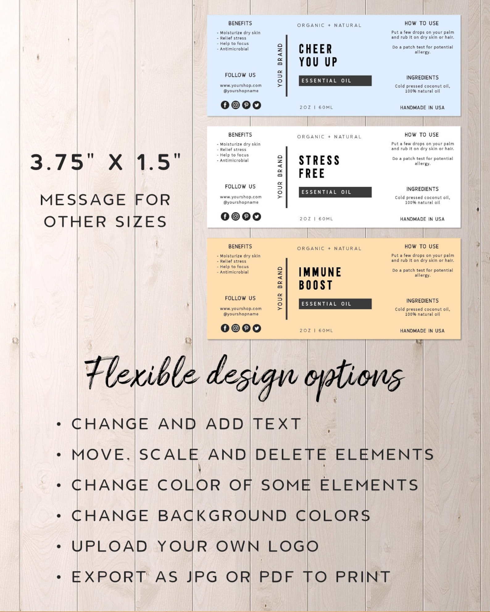 Editable Dropper Label Essential Oil Bottle Label Template - Etsy