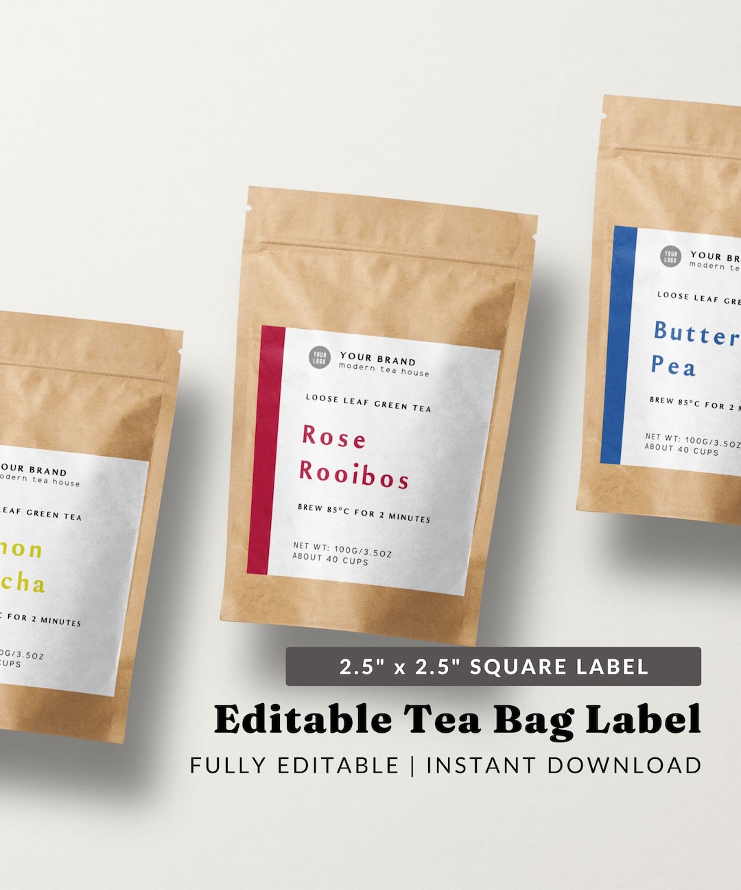 Printable Tea Label Template - Editable Product Label, Natural Tea ...