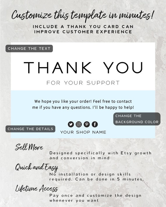 Templates Paper & Party Supplies Sky BLUE MARBLE Editable Business ...