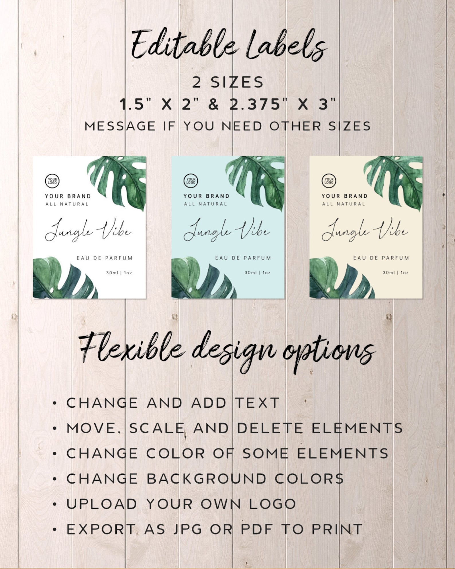 Monstera Product Label Tropical Label Floral Perfume Label - Etsy