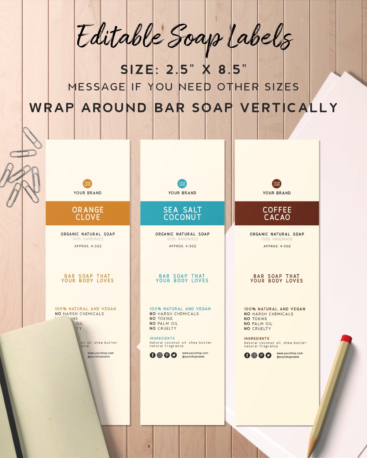 Bar Soap Wrapper Label Editable Wrap Label Stylish Product | Etsy