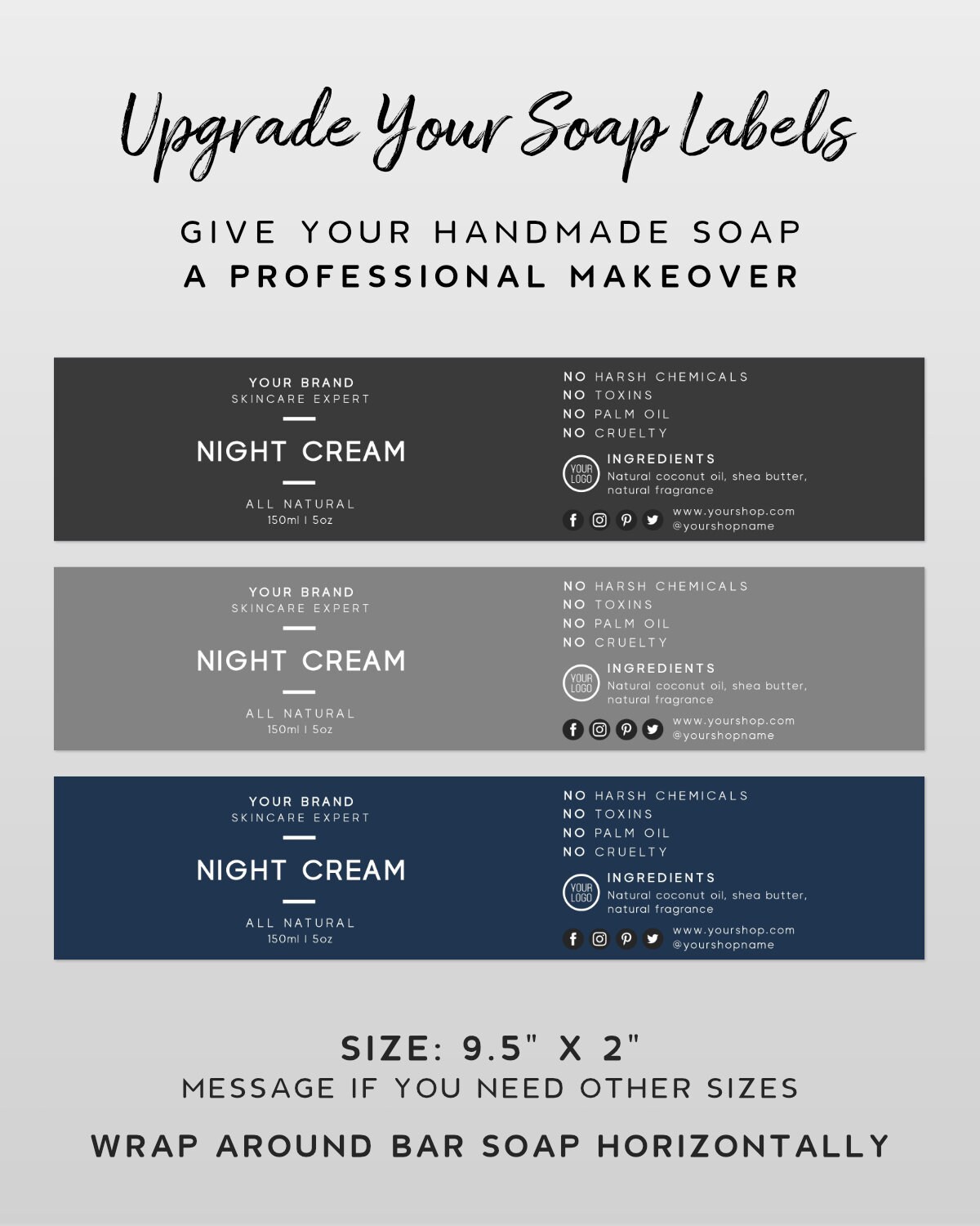 Printable Soap Label Minimalist - Grey Product Packaging Label, Wrap ...