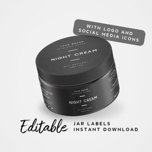 Black Jar Label Template - Product Label for Jars, Wrap Around Label ...