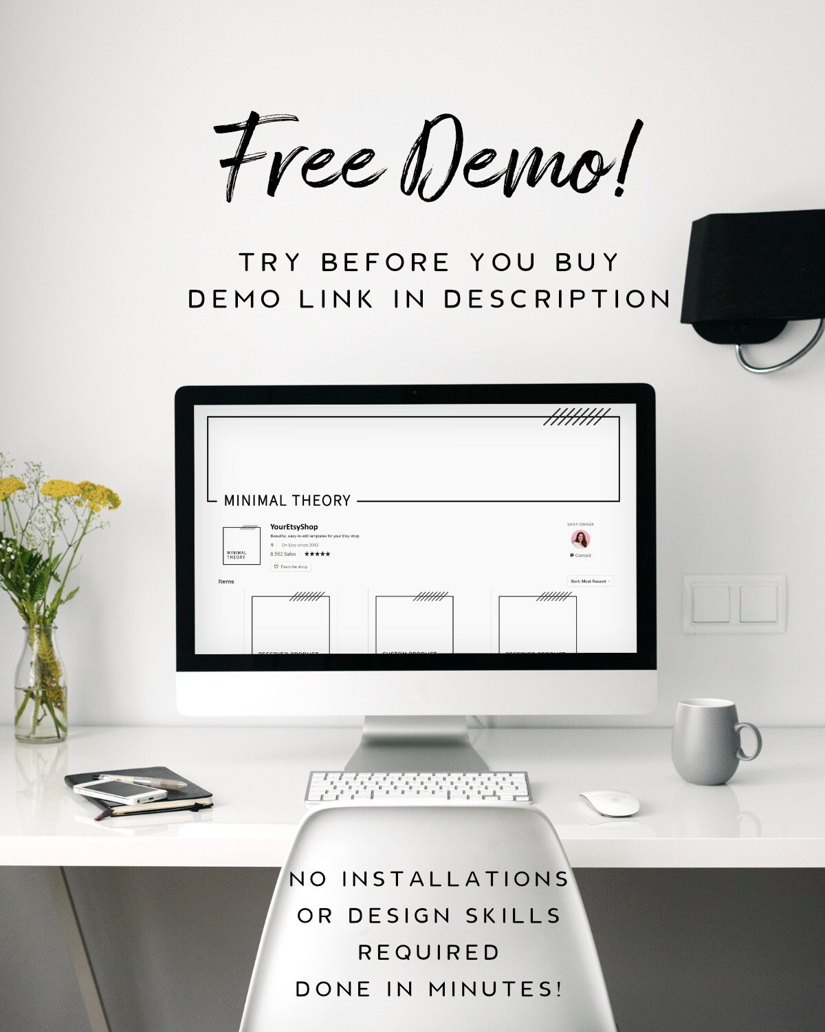 Editable Branding Kit Minimalist Shop Icon Simple White | Etsy