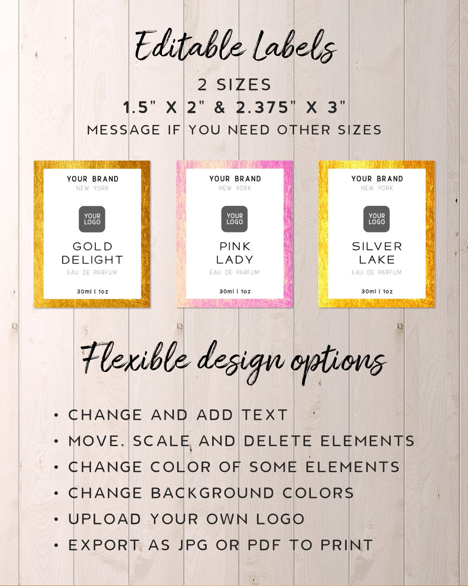 Editable Perfume Label Template Gold Product Label | Etsy