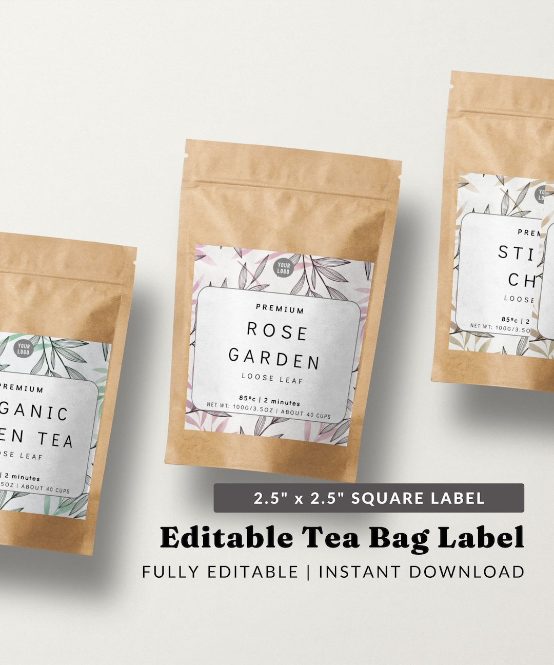 Printable Label Sticker Template - Square Label Design, Bag Label ...