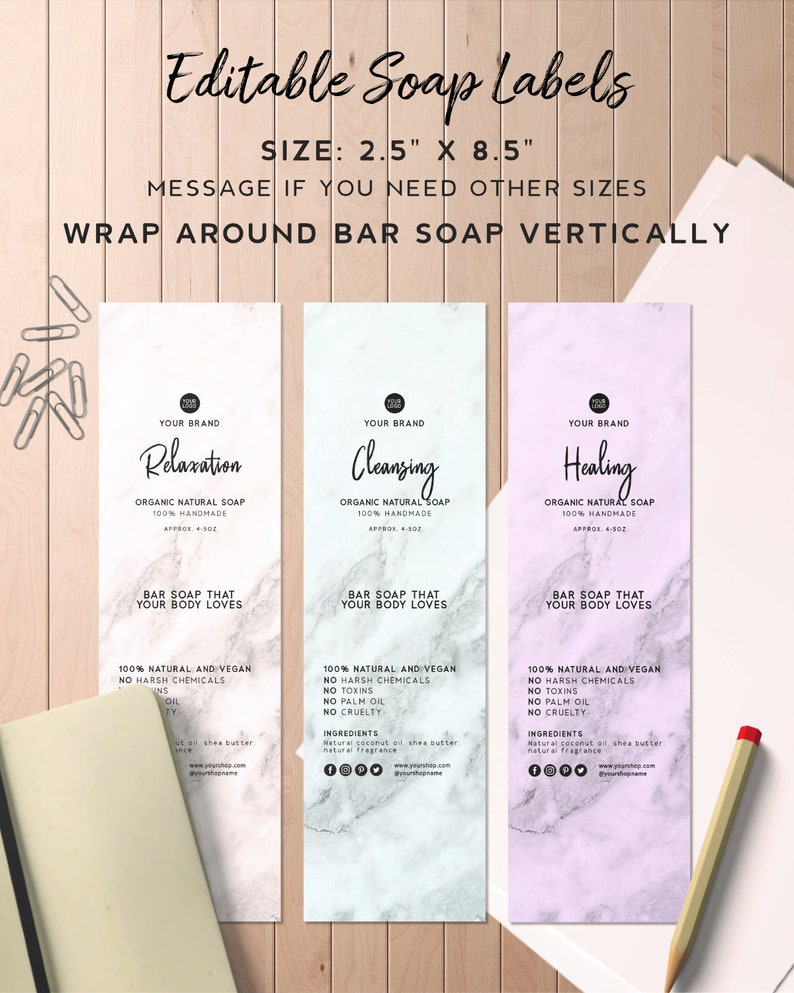 Handmade Soap Labels Band Marble Product Label Full Bar - Etsy