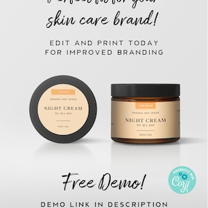 Jar Product Label Template - Night Cream Label, Body Scrub Label ...