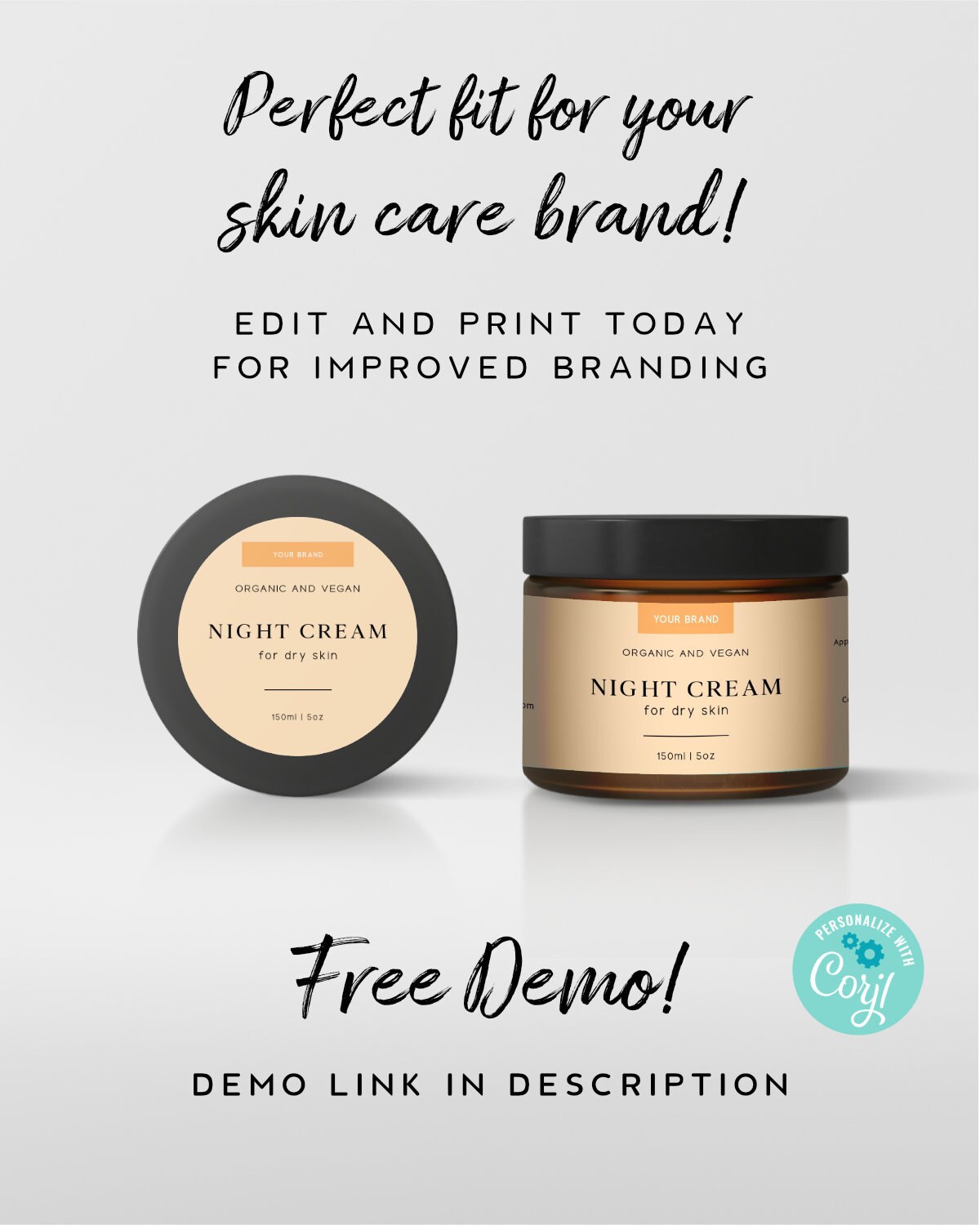 Jar Product Label Template - Night Cream Label, Body Scrub Label ...