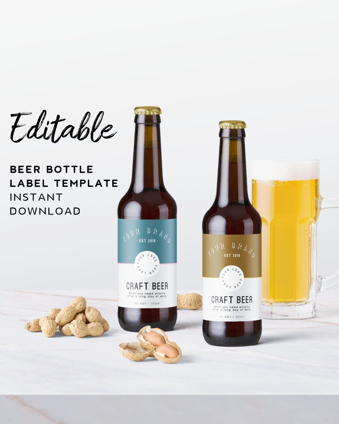 Editable Beer Bottle Label Template - Beer Label Custom, Home Brew ...