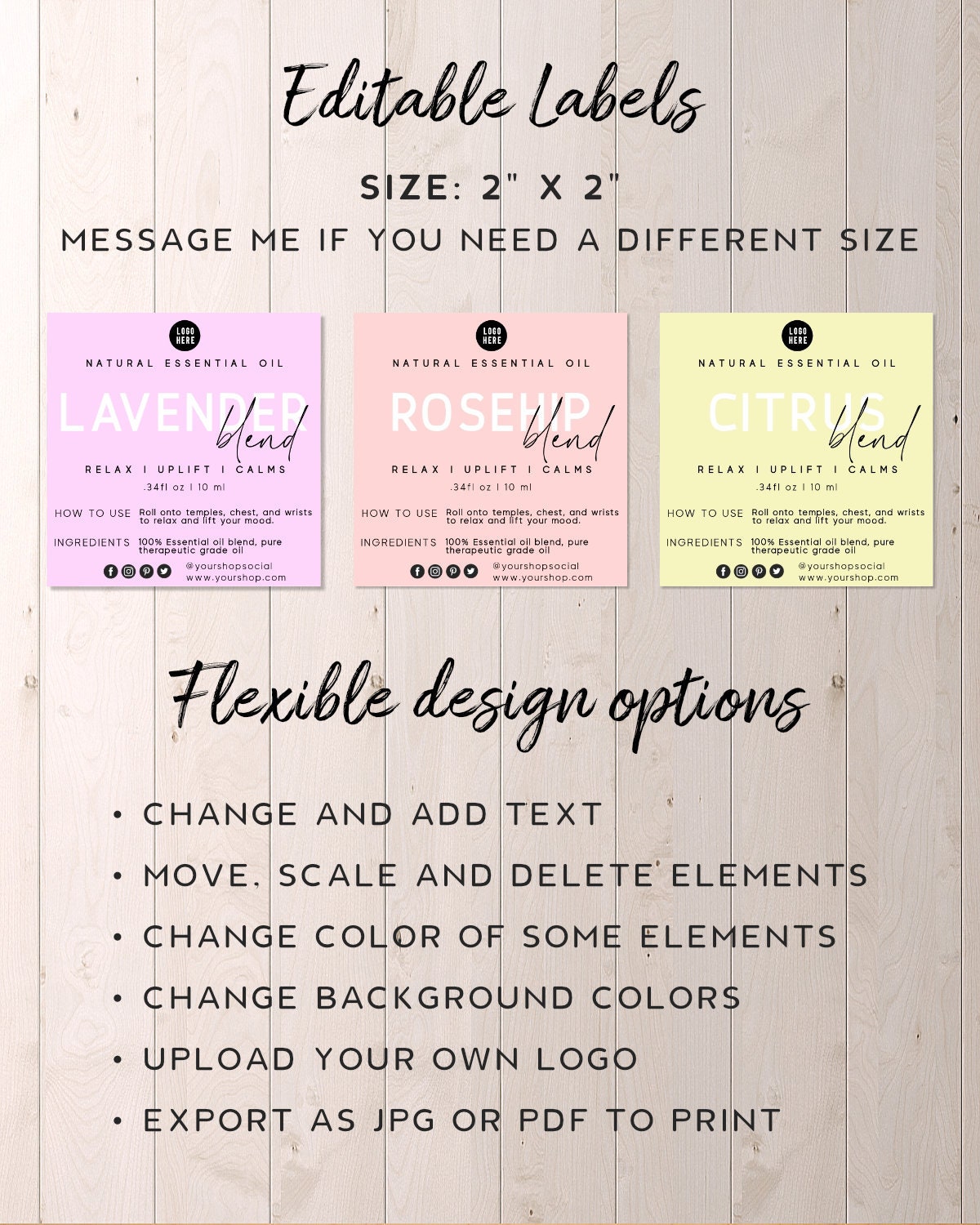 Printable Roll on Label Template Custom Product Label | Etsy