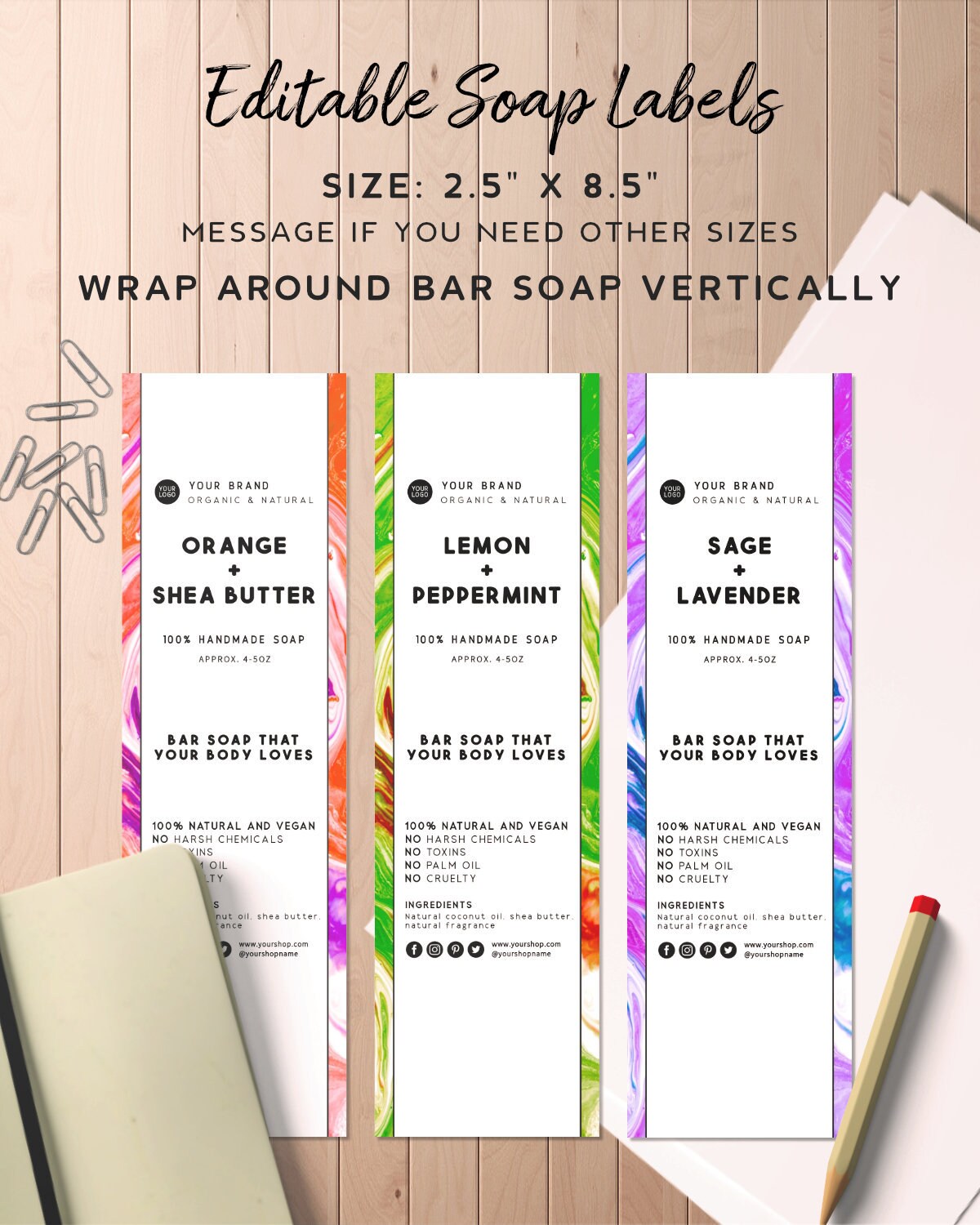 Soap Labels Editable Label Template Custom Soap Label - Etsy