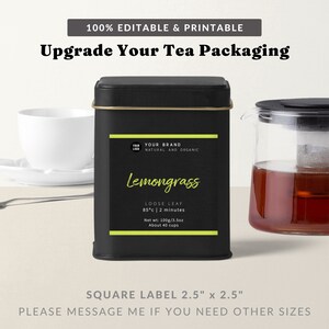 Printable Tea Bag Label Template - Black Product Label, Paper Pouch ...