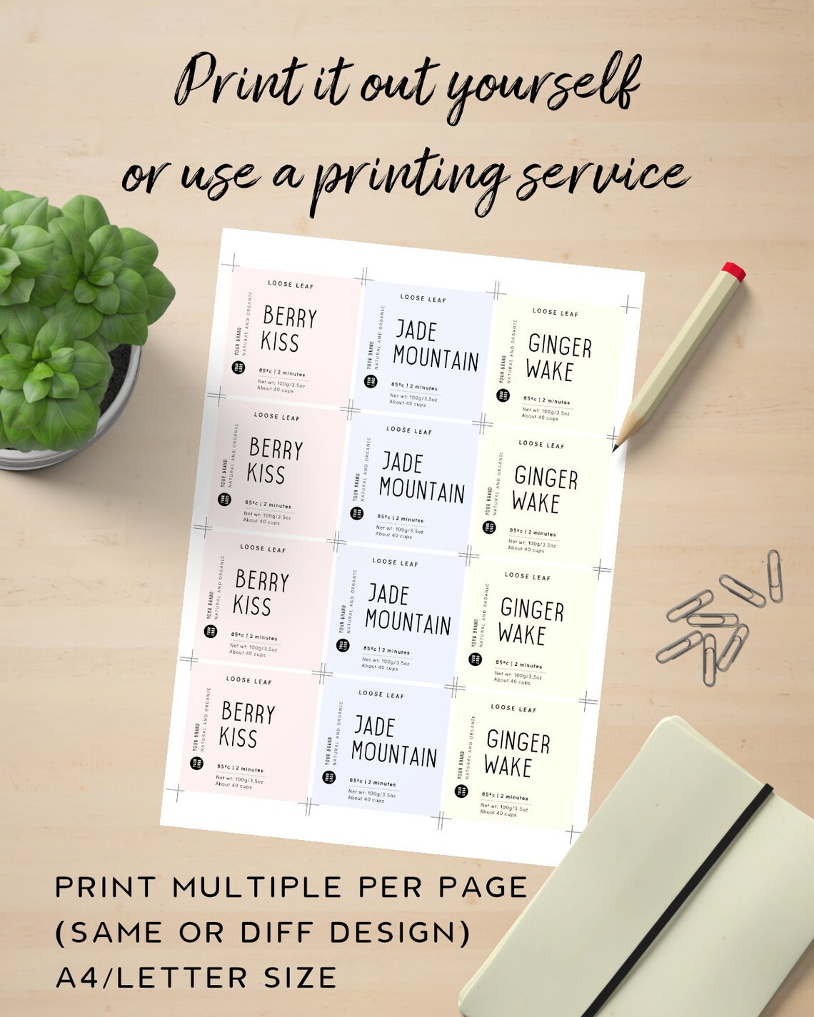 Printable Tea Label Template Business Label Editable | Etsy