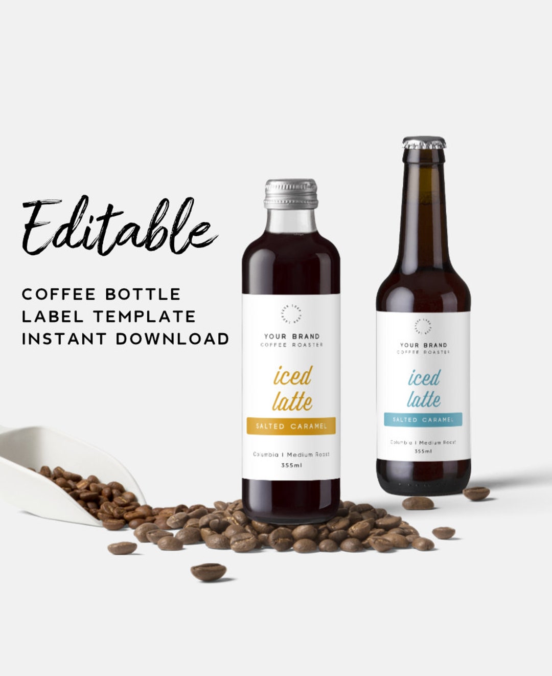 Editable Coffee Label Template - Custom Latte Label, Coffee Roaster ...