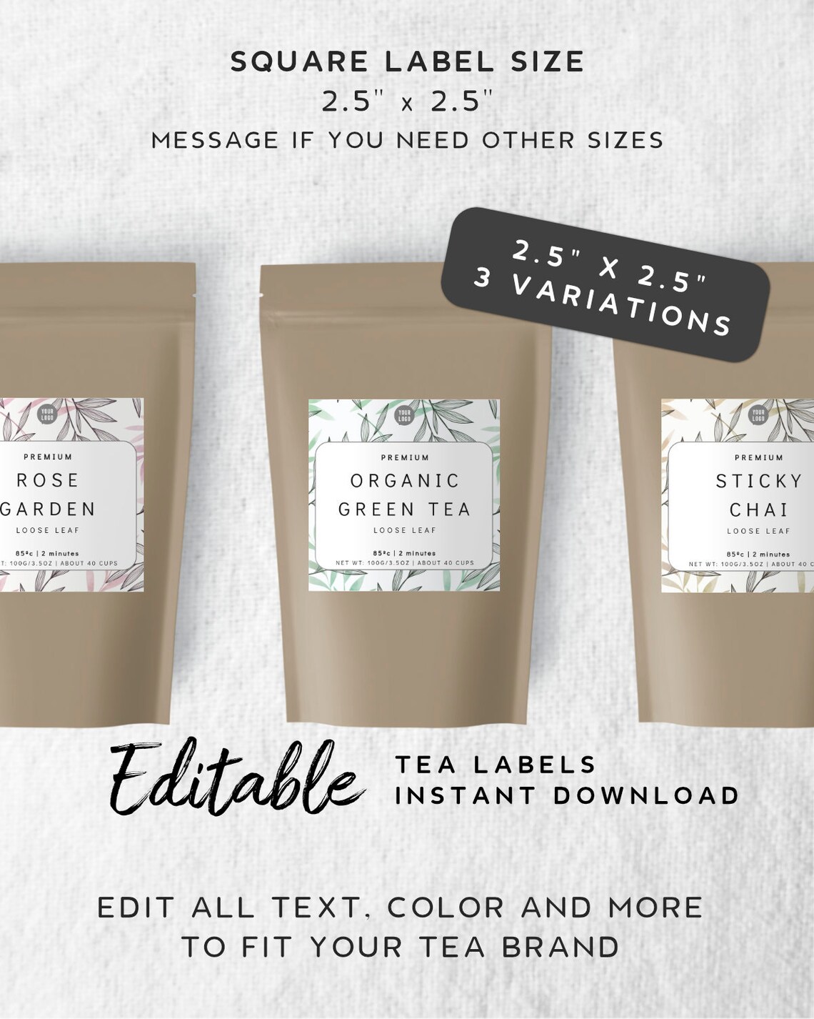 Printable Label Sticker Template Square Label Design Bag | Etsy