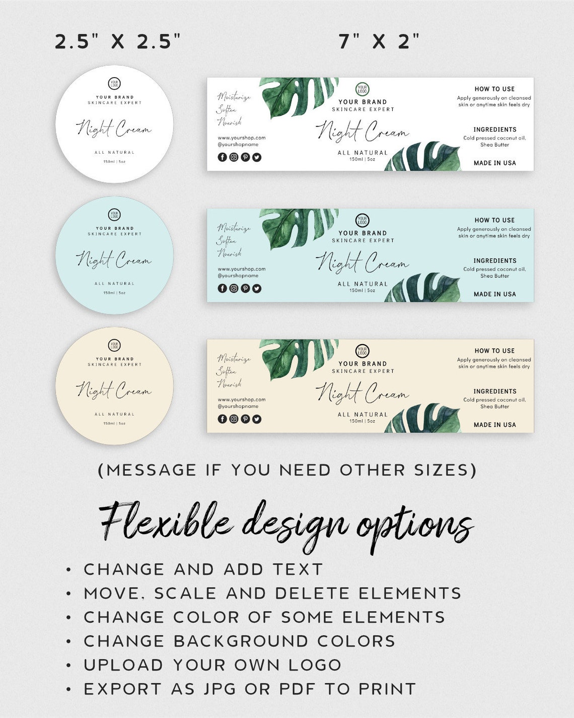 Monstera Body Product Label Jar Label Sticker Label Design - Etsy