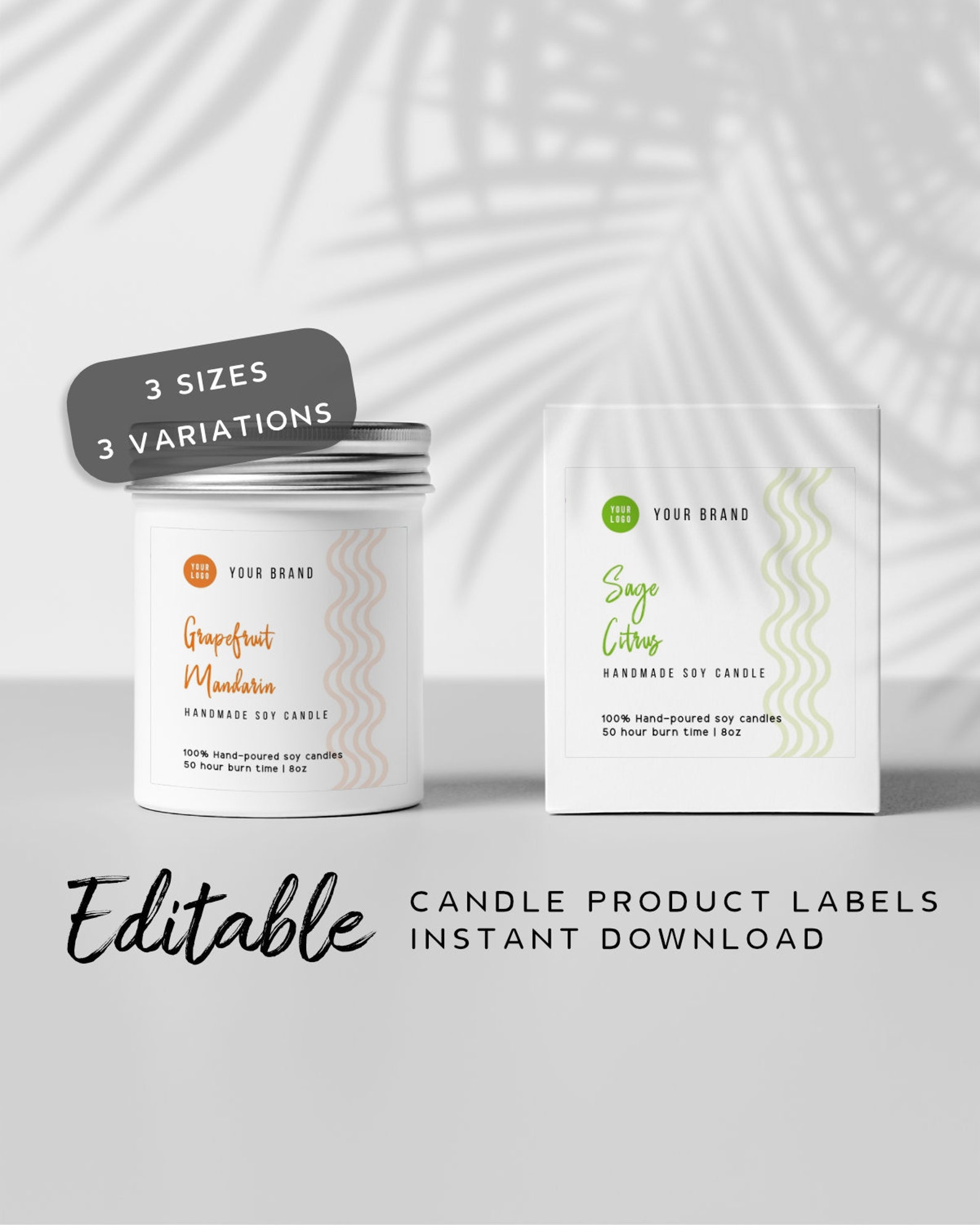 Printable Candle Label Design - Product Label Packaging, Label Square ...