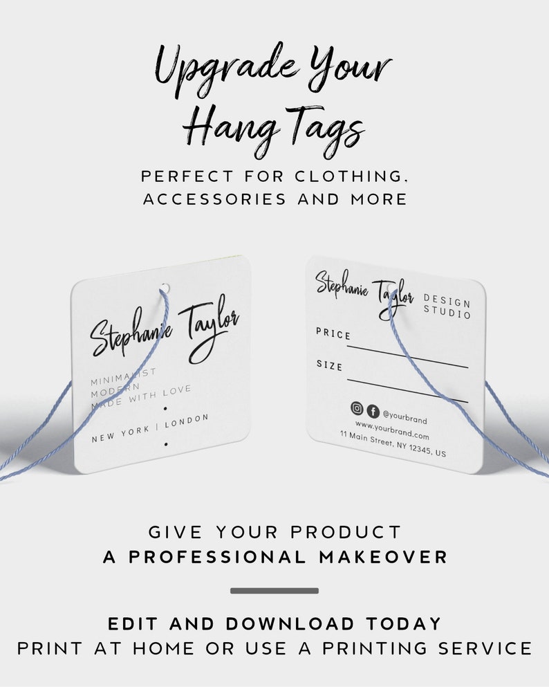 Minimalist Product Tag Template White Hang Tag Printable | Etsy