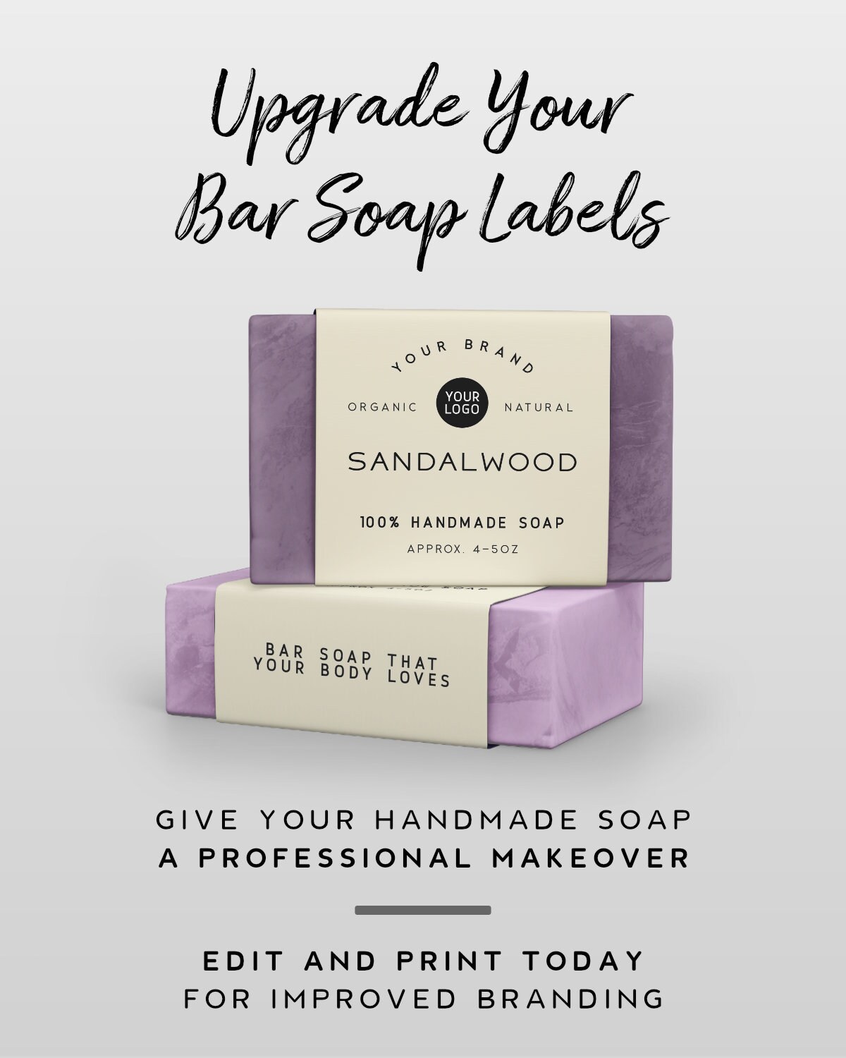 Bar Soap Label Printable - Wrap Around Label Template, Modern Product ...