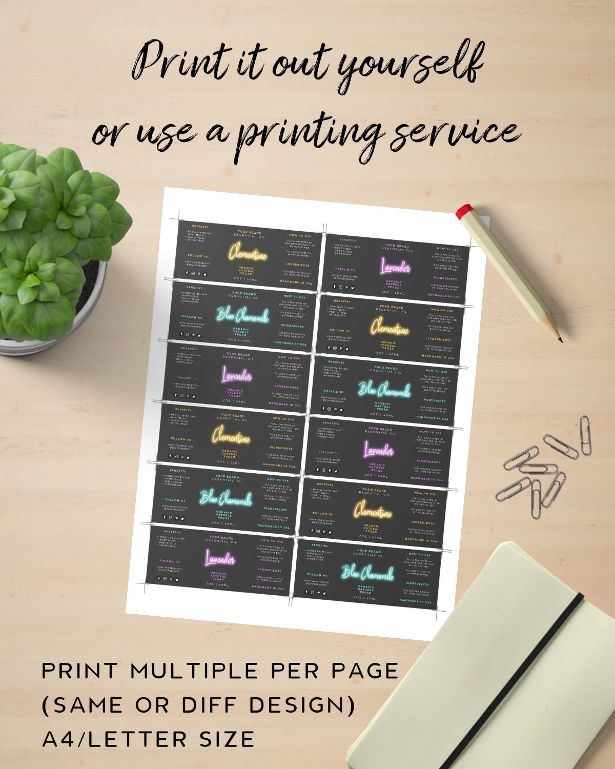 Neon Light Product Label Template Printable - Neon Light Label Design ...