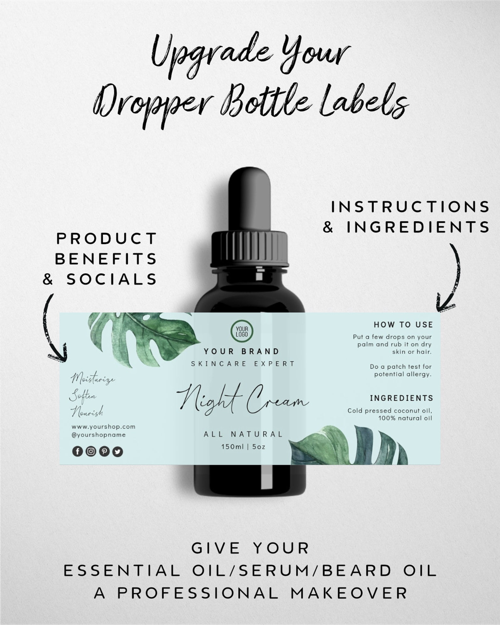 Tropical Bottle Label Design DIY Dropper Bottle Label - Etsy