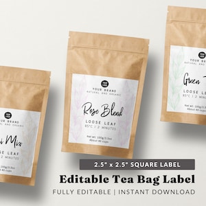 Printable Tea Label Template - Floral Product Label, Tea Packaging ...