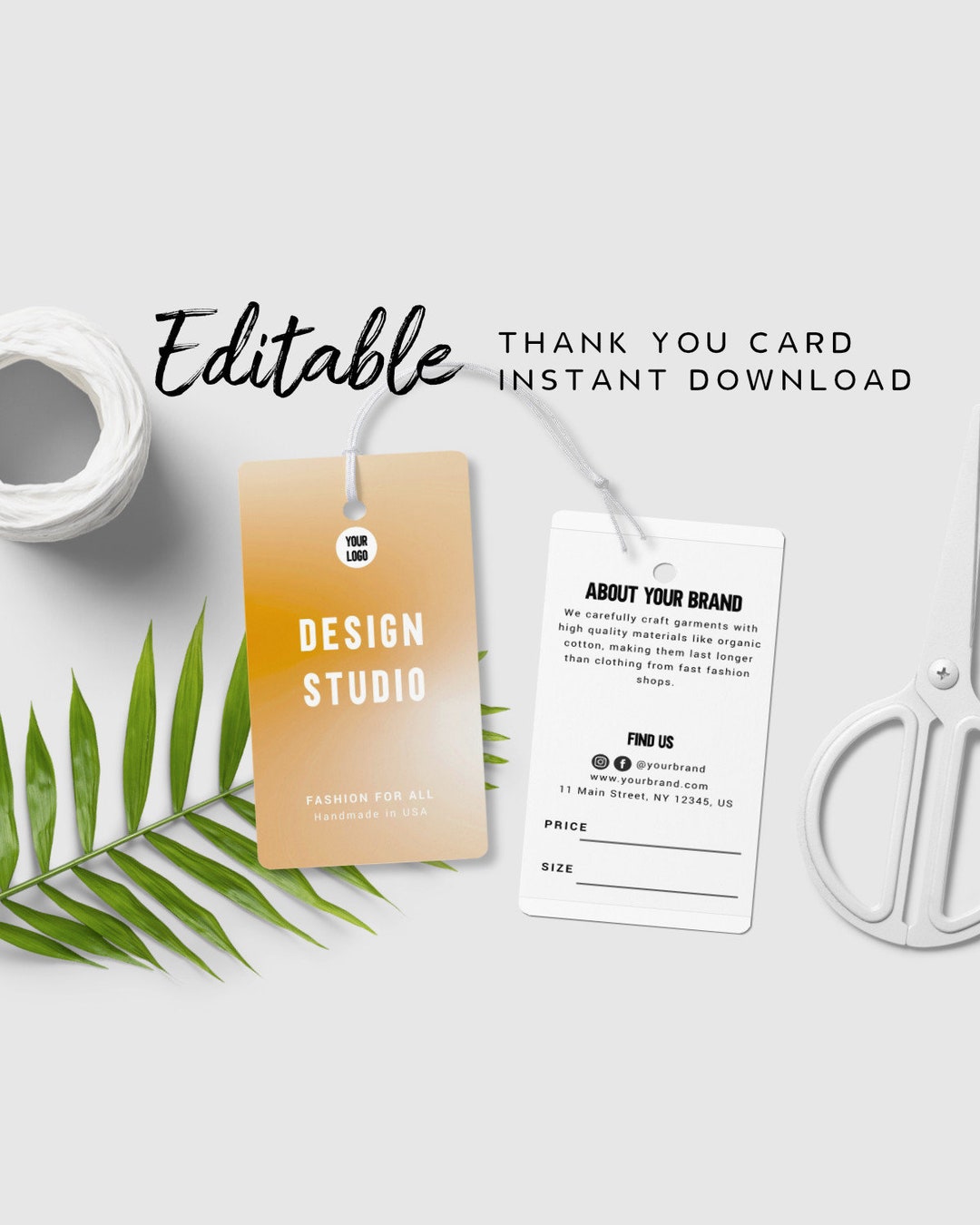 Printable Product Tag Template - Yellow Hang Tag Design, Minimalist ...