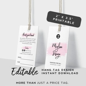 Printable Product Tag Template - Watercolor Tag Design, Handwritten Tag ...