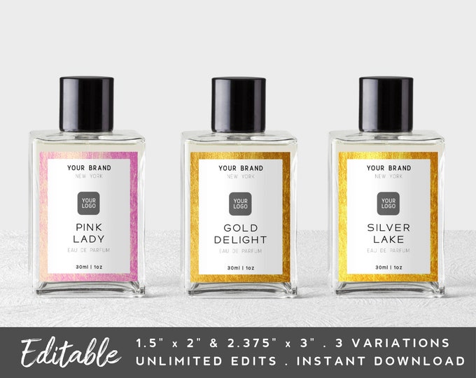 Editable Perfume Label Template - Gold Product Label, Fragrance Label ...