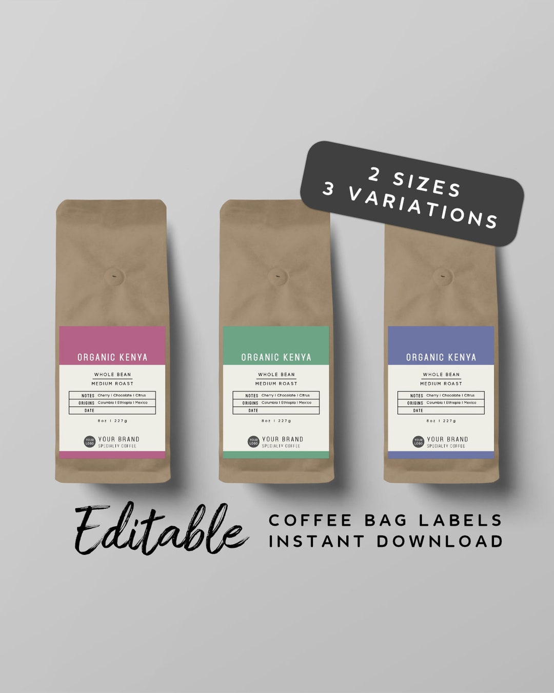 Modern Coffee Bag Label Template Printable Product Label, for Bags ...