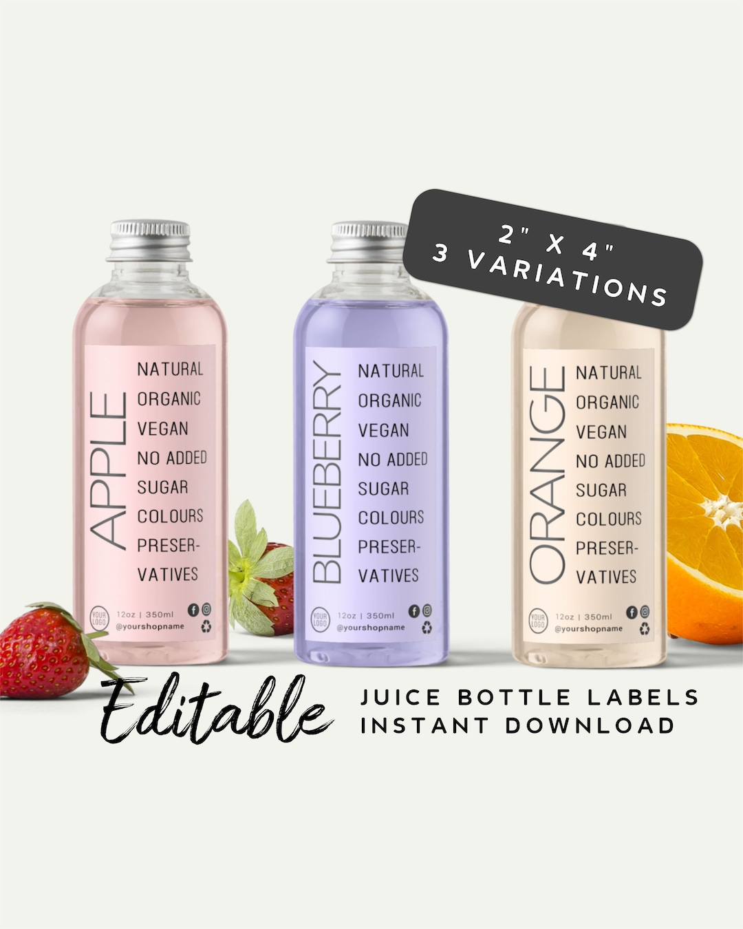 Juice Label - Juice Bottle Label, Juice Box Sticker, Smoothie Label ...