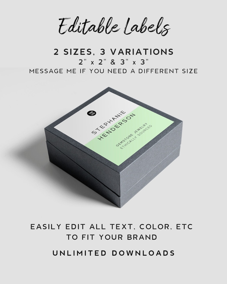 Jewelry Box Label Design Product Packaging Label Template - Etsy