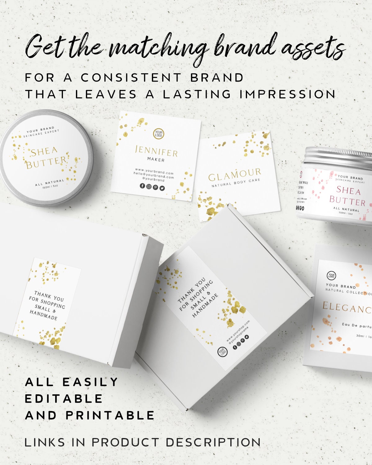 Gold Packaging Design Box Seal Sticker Template Editable - Etsy