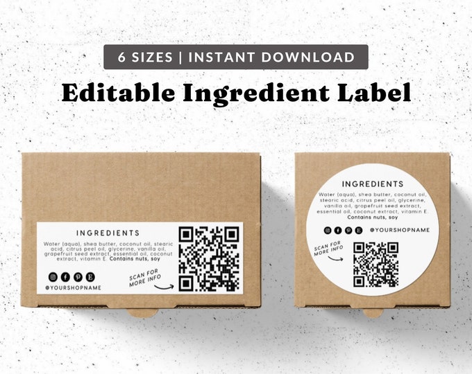 Ingredient Label Template With QR Code - Custom Product Packaging ...