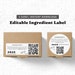 Minimalist Ingredient Label Template Editable Packaging Sticker Design ...