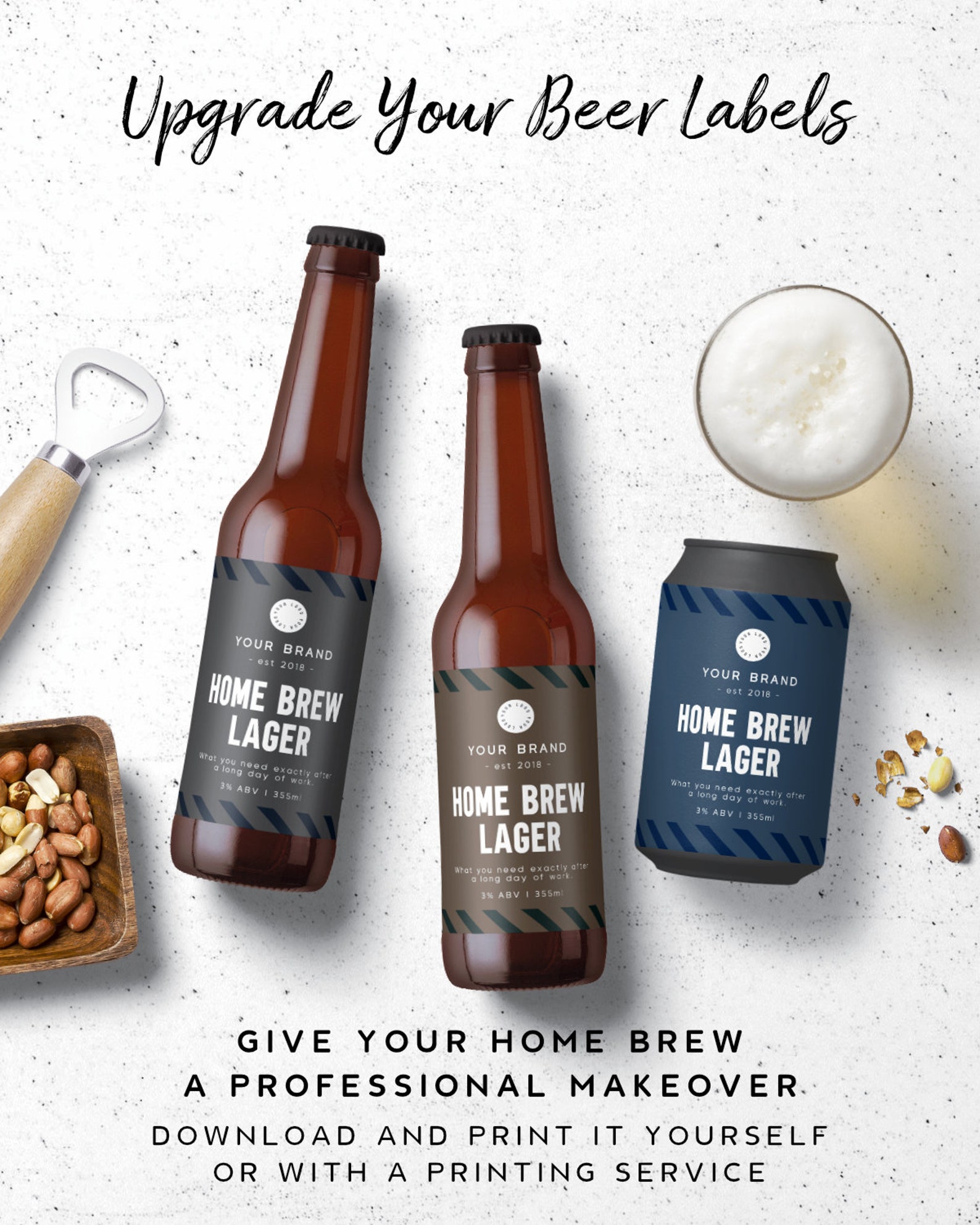 Printable Beer Bottle Label Template - Personalized Beer Label Design ...