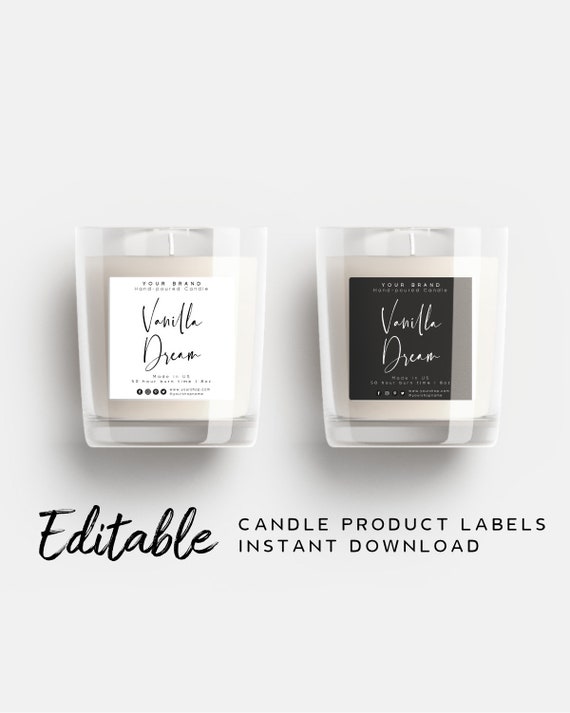 Minimalist Candle Label Sticker Candle Jar Label Template | Etsy