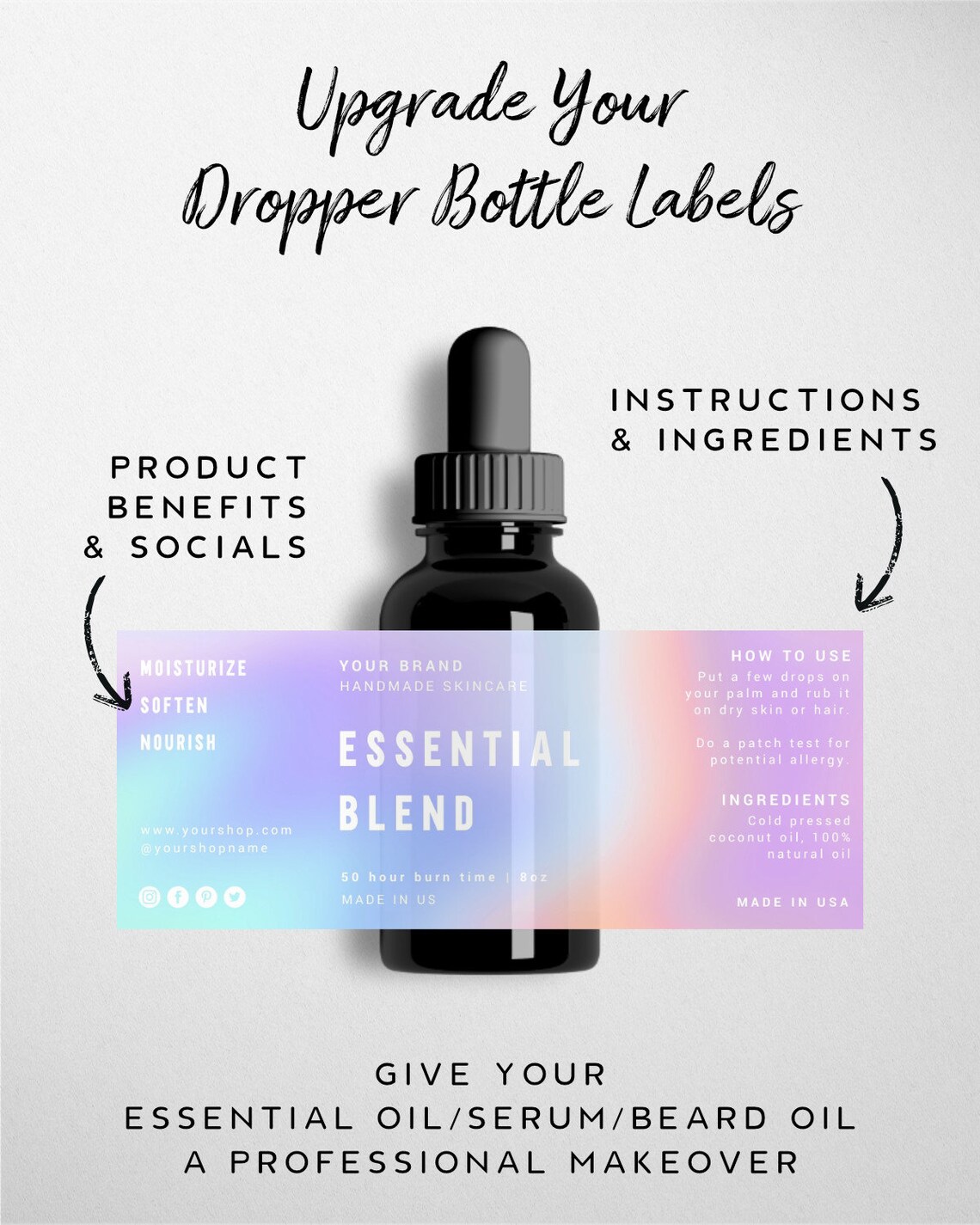 Printable Dropper Bottle Label Template Editable Bottle - Etsy