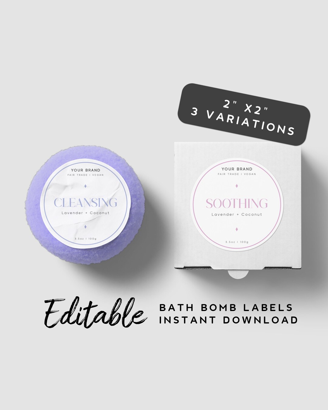 Elegant Bath Bomb Label Template - Bath Bomb Sticker, Bath Fizzer, DIY ...