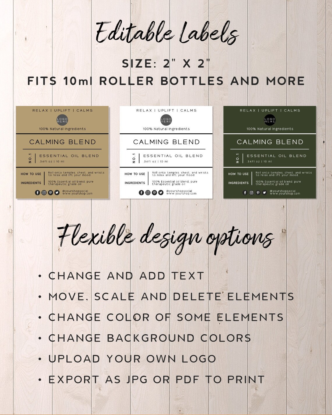 Minimalist Essential Oil Label - Young Living, Custom Product Label ...