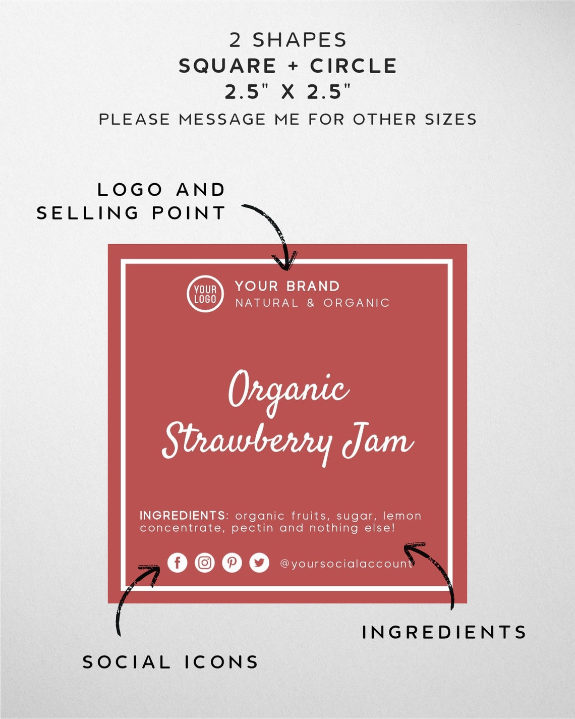 Editable Jam Label Template Sauce Mason Jar Sticker Round - Etsy