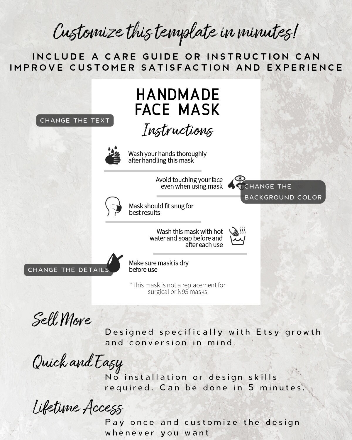 Ready to Print Face Mask Card Face Mask Instruction Card - Etsy