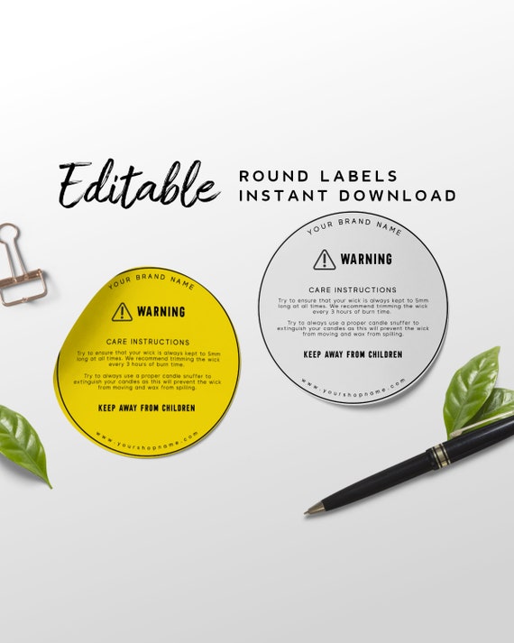 Editable Warning Label Design Yellow Warning Sticker - Etsy